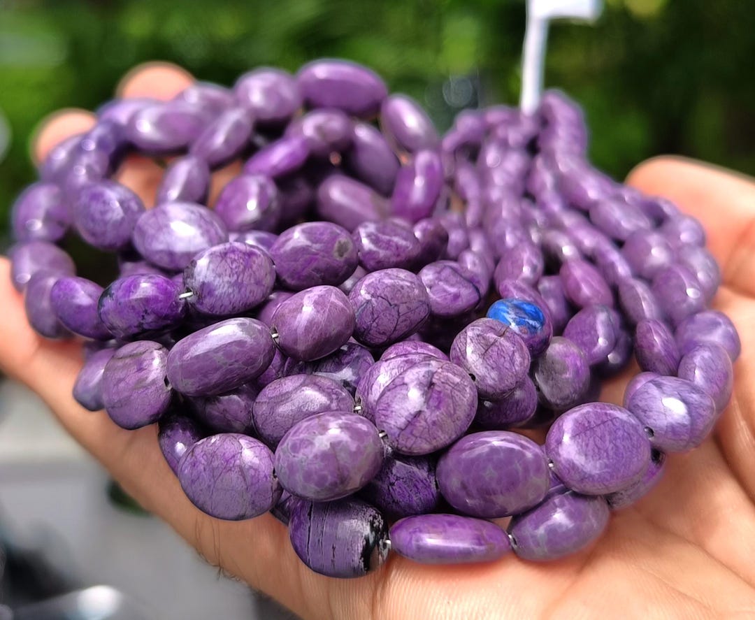 Natural Sugilite Stone Beads, Smooth Oval Sugilite Gemstone Beads ...