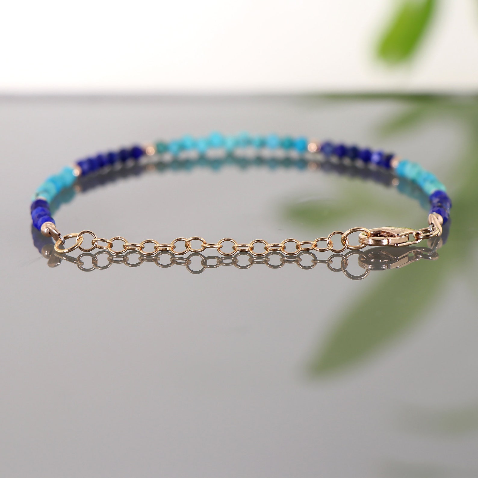 Turquoise lapis lazuli braceletsterling silver braceletRose | Etsy