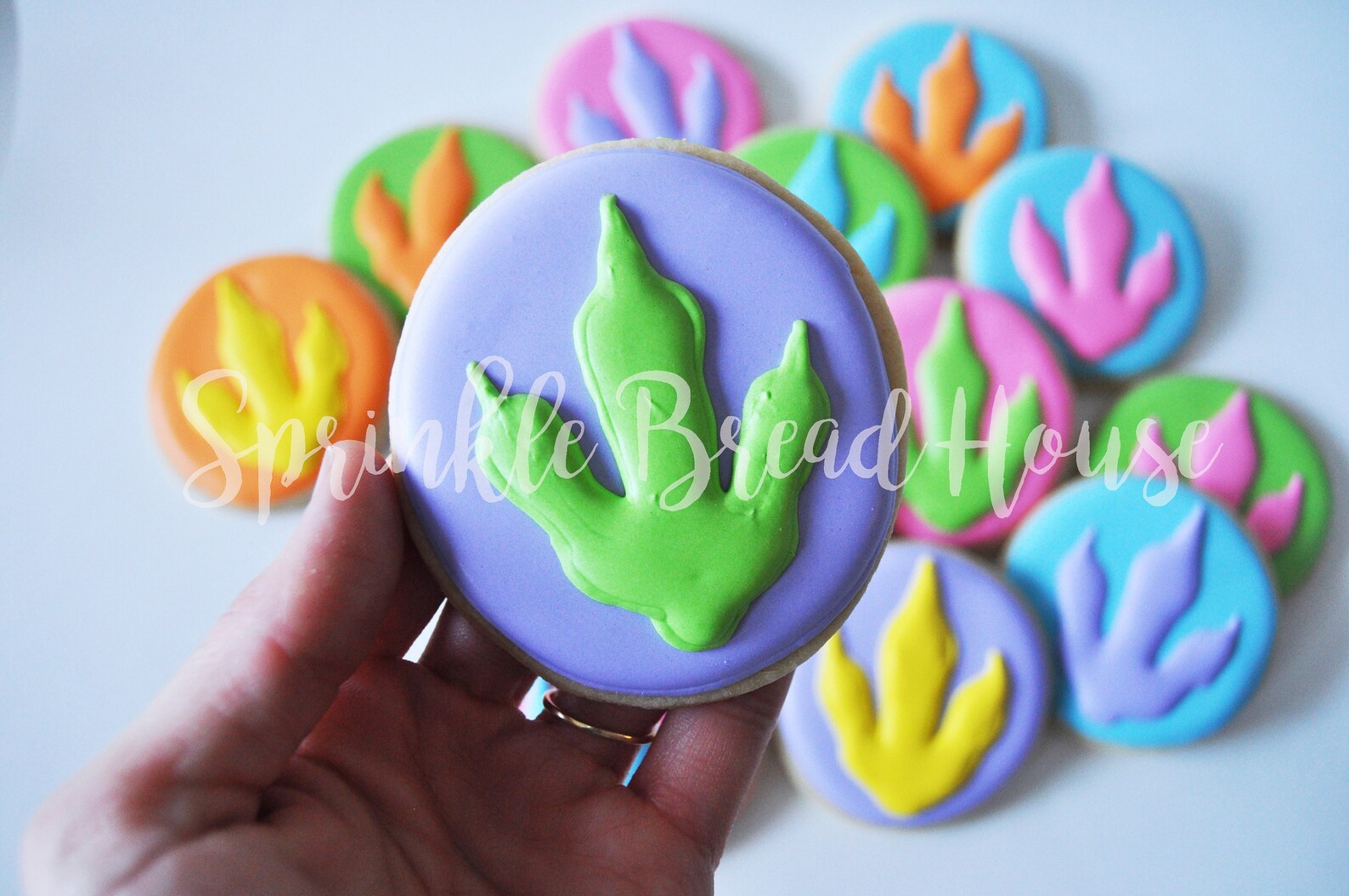 Colorful Dinosaur Footprint Cookies Dino Sugar Cookies - Etsy