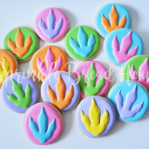 Colorful Dinosaur Footprint Cookies - Dino Sugar Cookies - Dinosaur Paw ...
