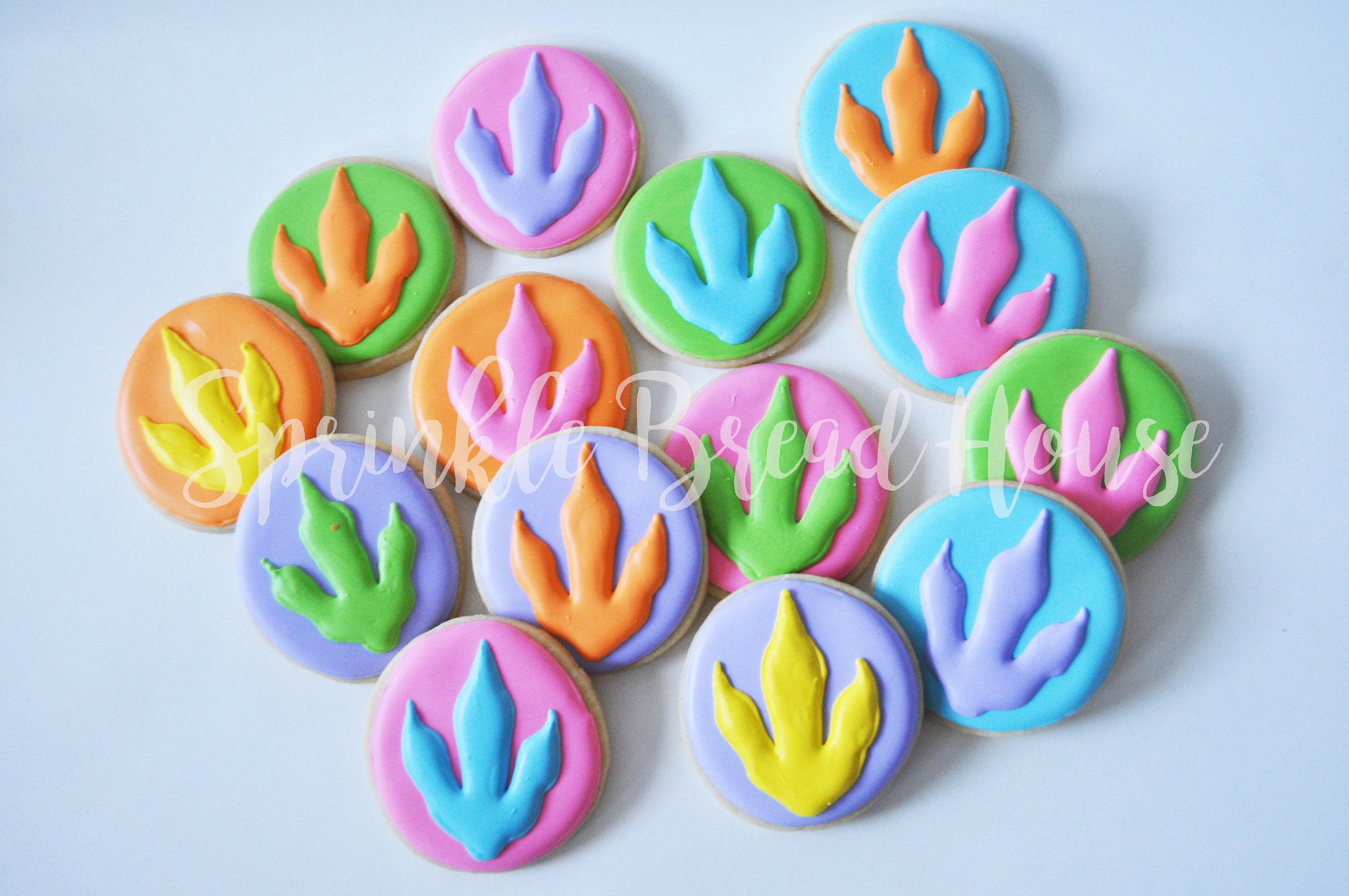 Colorful Dinosaur Footprint Cookies Dino Sugar Cookies - Etsy