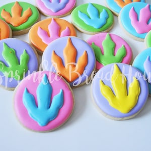 Colorful Dinosaur Footprint Cookies - Dino Sugar Cookies - Dinosaur Paw ...