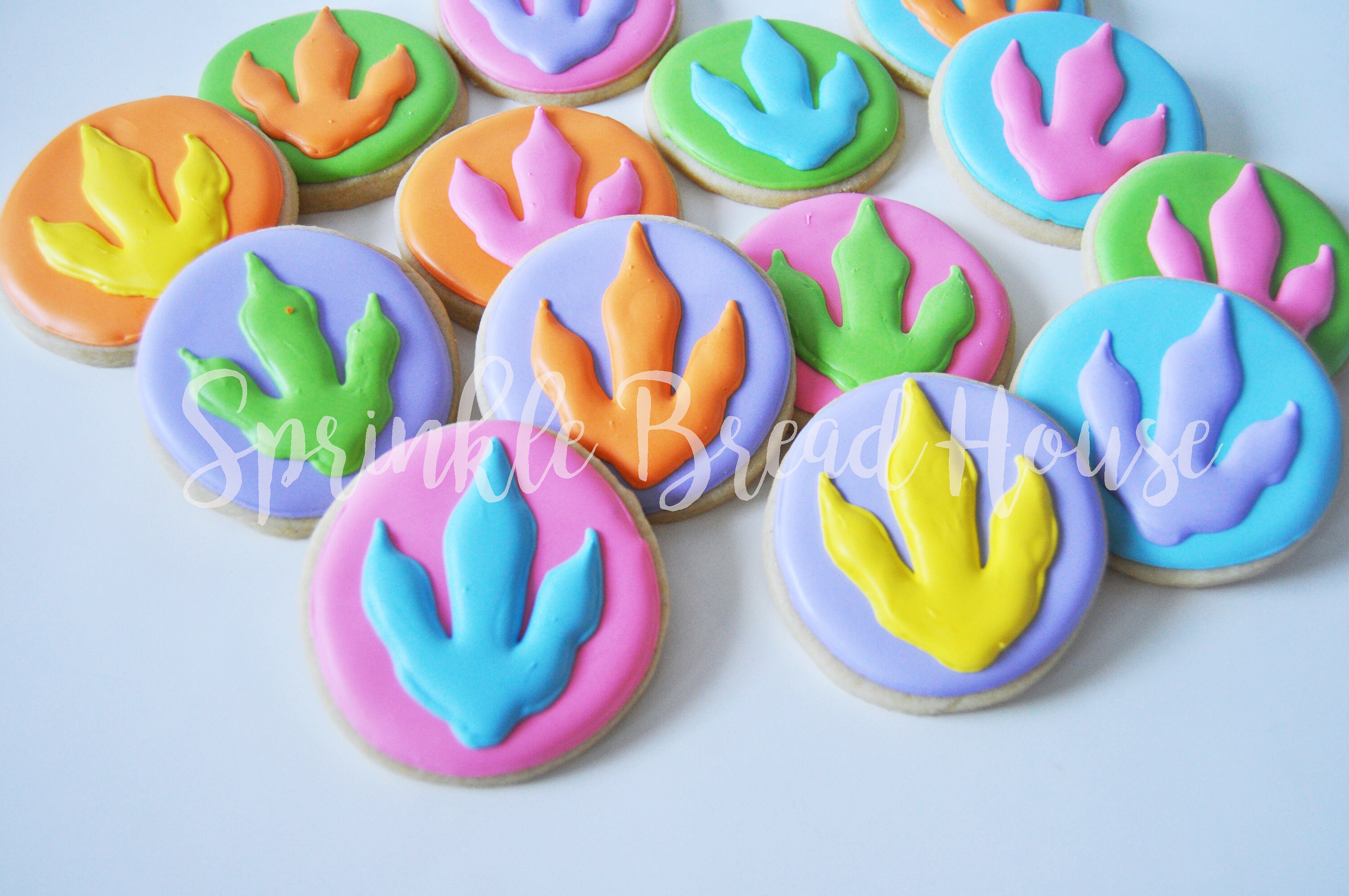 Colorful Dinosaur Footprint Cookies Dino Sugar Cookies - Etsy