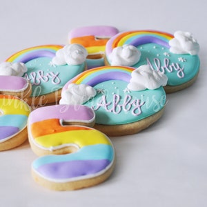 Pastel Rainbow Birthday Party Sugar Cookies - Fun Custom Birthday Gift ...