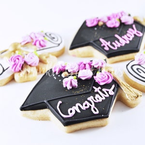 Graduation Cookies - Personalized Floral Sugar Cookies - Graduation ...