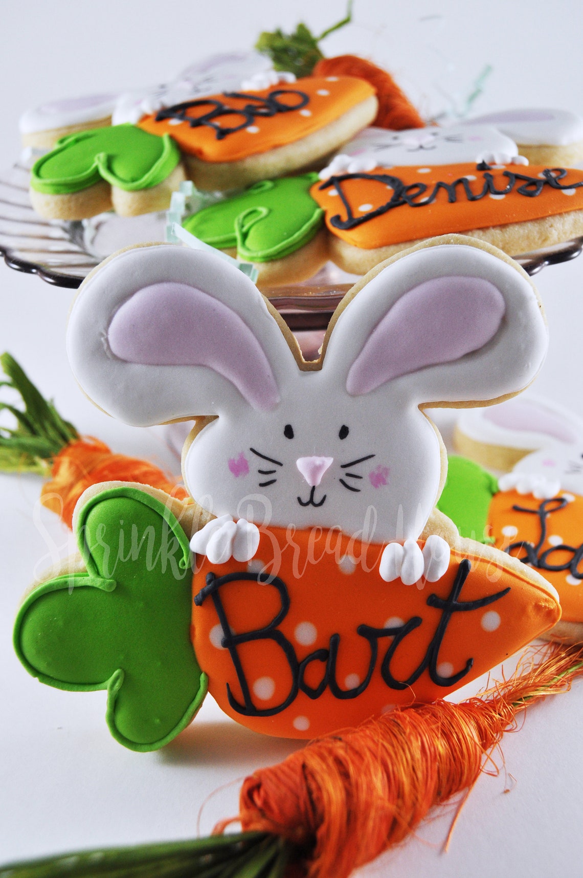 Easter Bunny Place Card Cookies - Personalized Decorated Sugar Cookies ...