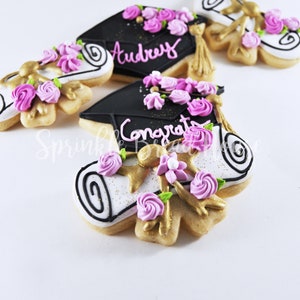 Graduation Cookies - Personalized Floral Sugar Cookies - Graduation ...