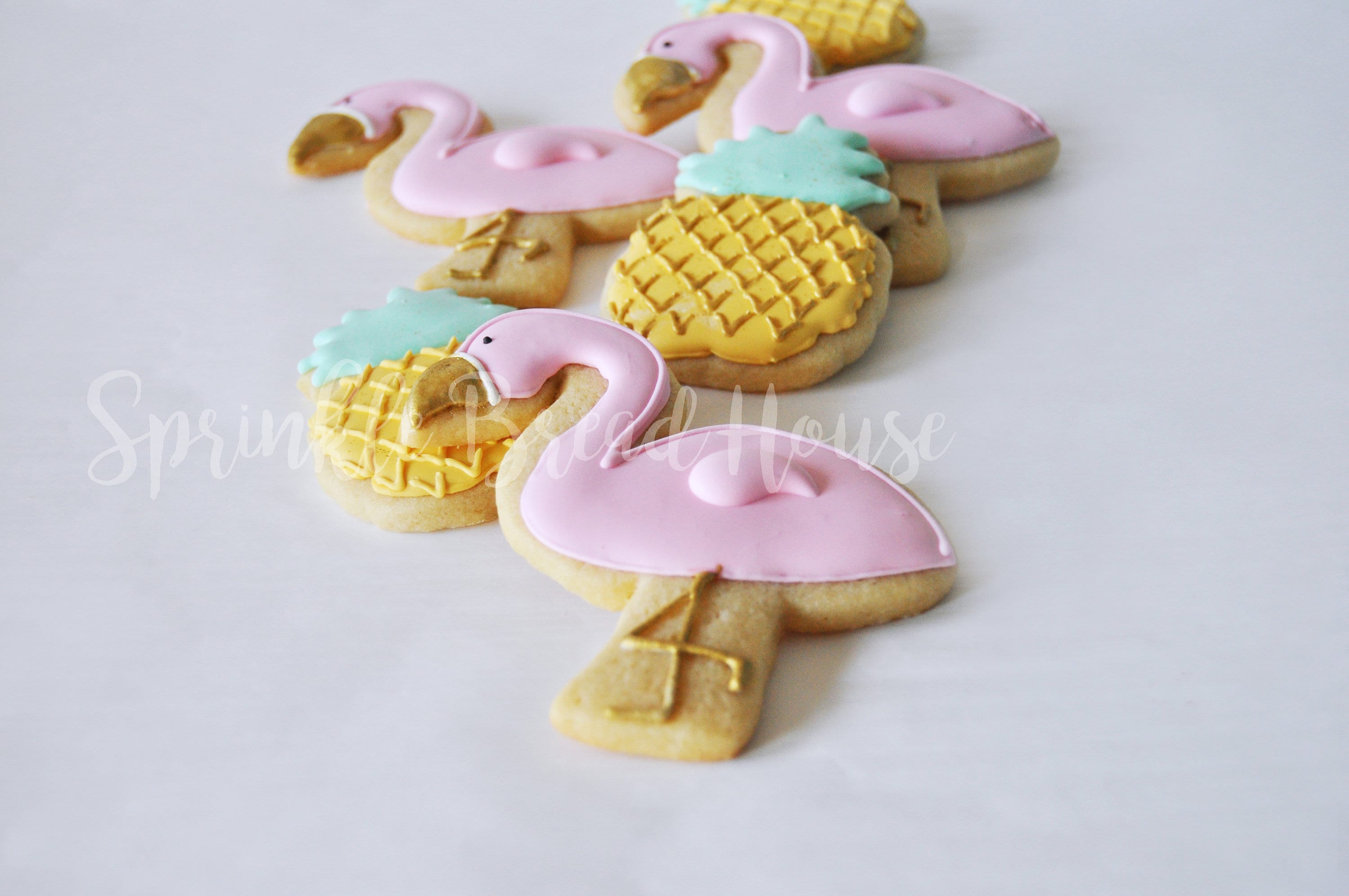 Pastel Pineapple and Flamingo Tropical Sugar Cookies - Summer Birthday ...