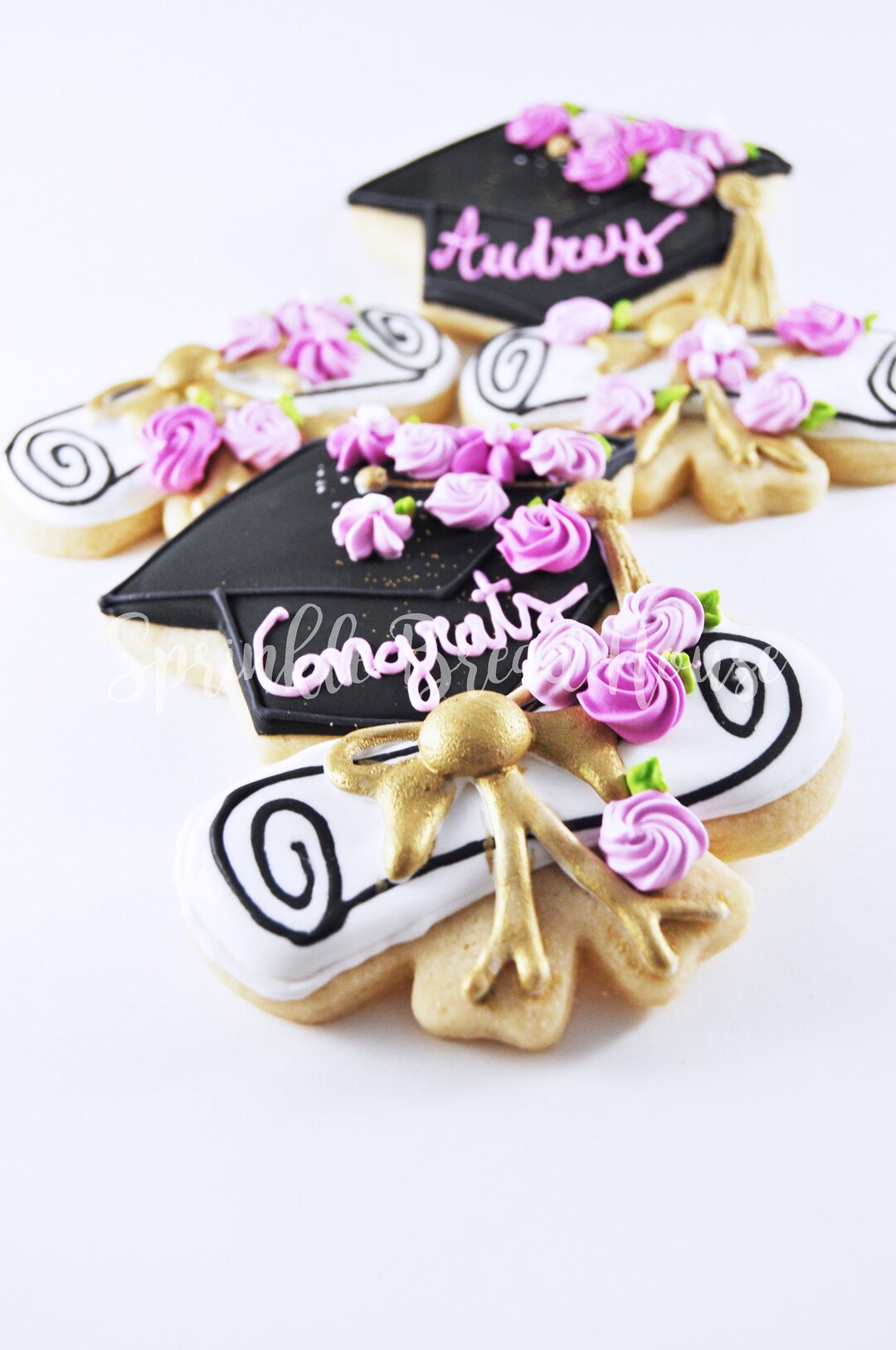 Graduation Cookies - Personalized Floral Sugar Cookies - Graduation ...