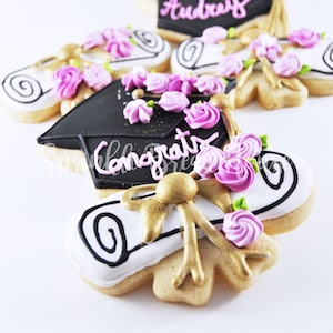 Graduation Cookies - Personalized Floral Sugar Cookies - Graduation ...
