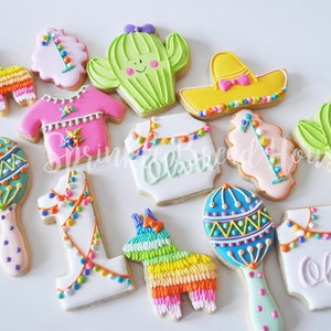 Personalized Fiesta Cookies - First Fiesta Birthday Party Favor - Cinco ...