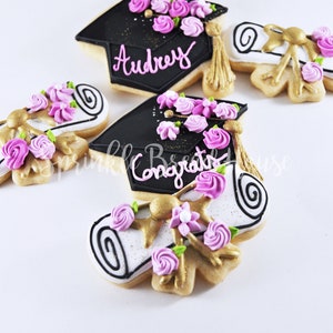 Graduation Cookies - Personalized Floral Sugar Cookies - Graduation ...