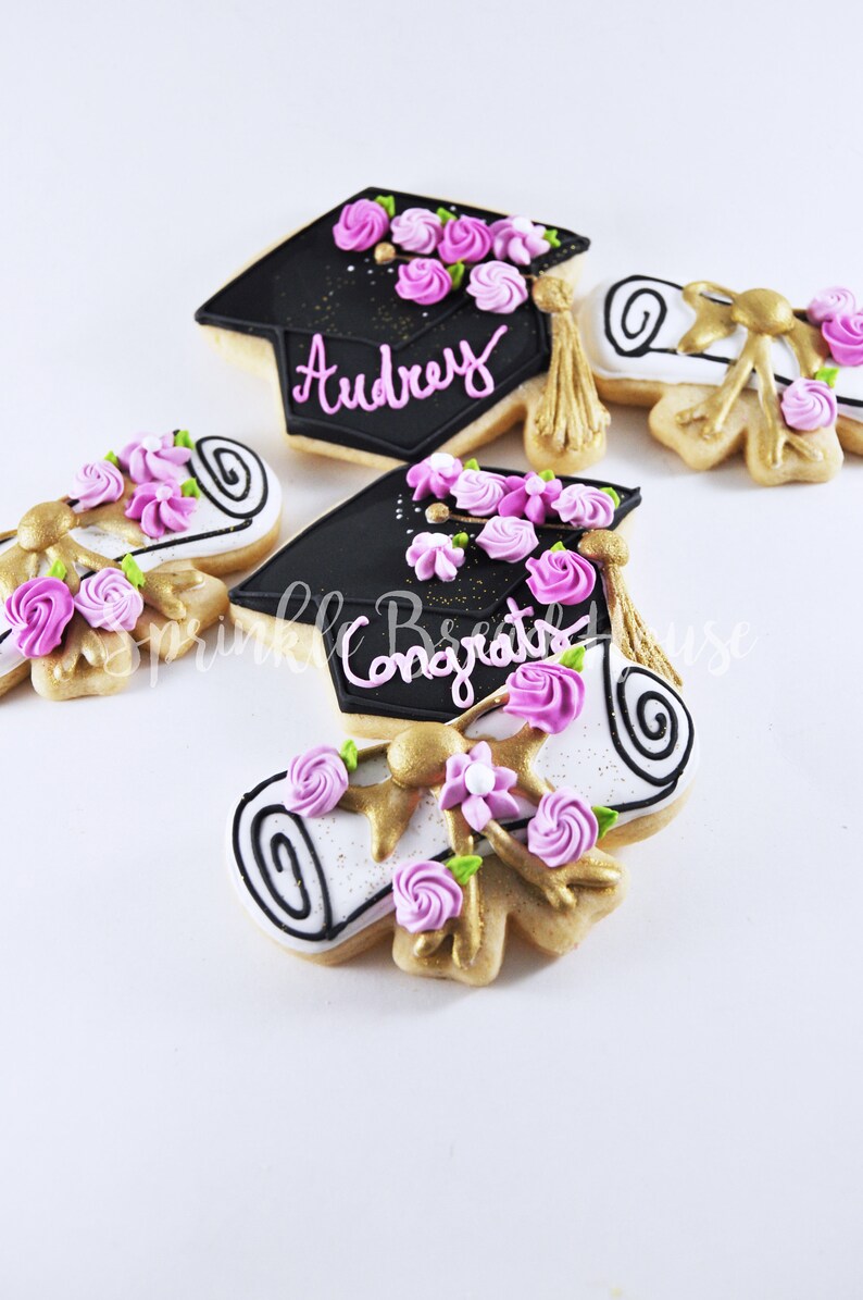 Graduation Cookies Personalized Floral Sugar Cookies - Etsy
