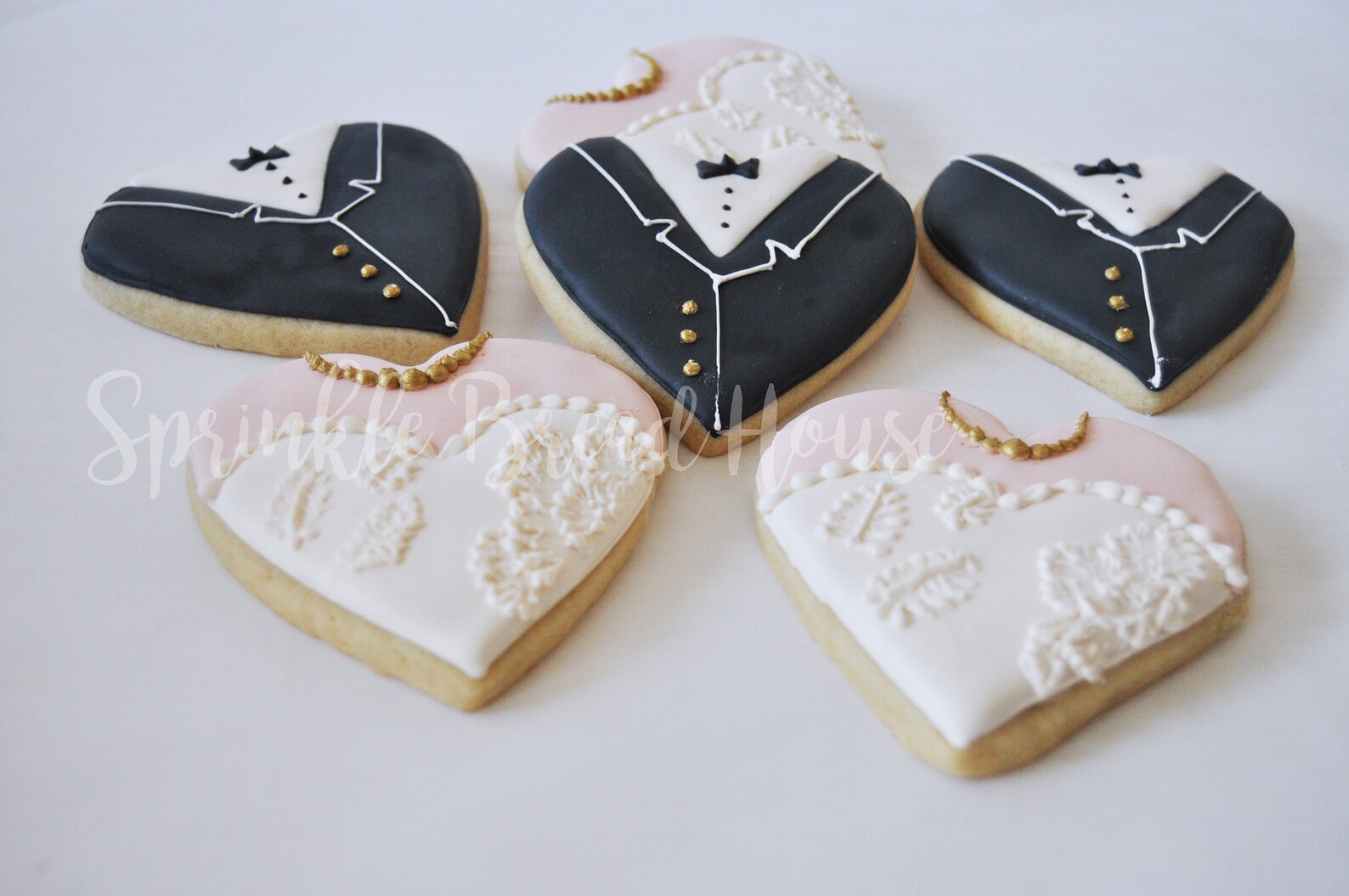 Bride and Groom wedding cookies heart shaped wedding cookies | Etsy