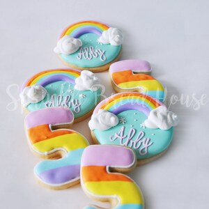 Pastel Rainbow Birthday Party Sugar Cookies - Fun Custom Birthday Gift ...