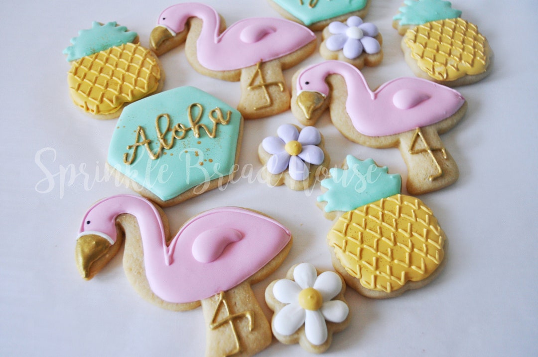 Pastel Aloha, Pineapple, Flamingo and Watermelon Tropical Sugar Cookies ...