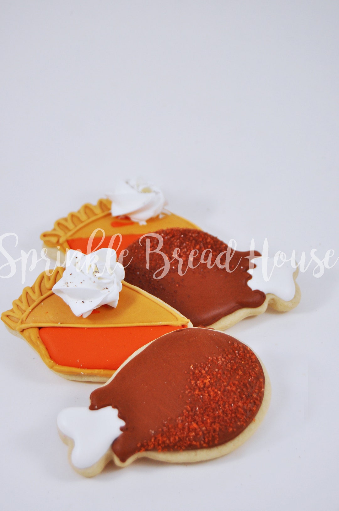 Pumpkin Pie and Turkey Leg Thanksgiving Sugar Cookies Fall Cookies ...