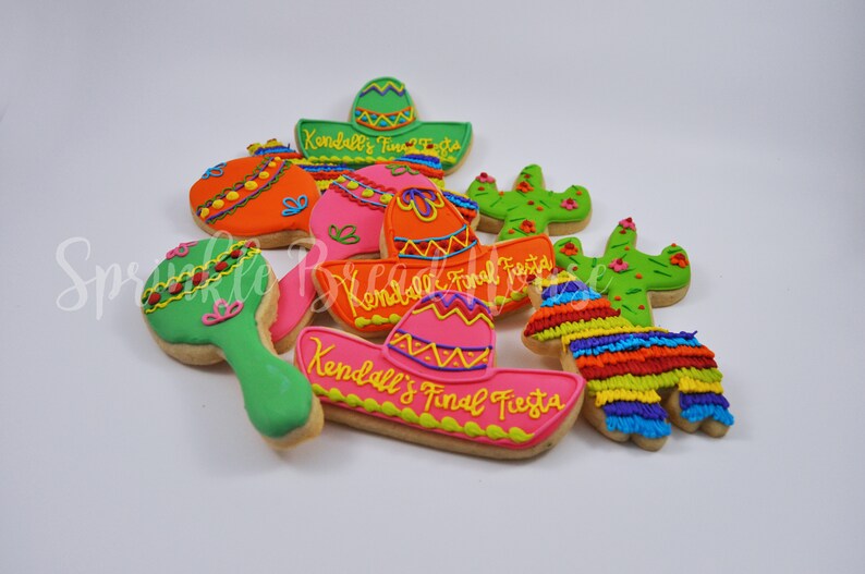 Custom Fiesta Cookies - Cinco De Mayo - Tex Mex - Cactus Cookies ...
