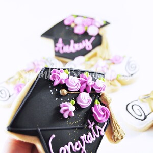 Graduation Cookies - Personalized Floral Sugar Cookies - Graduation ...