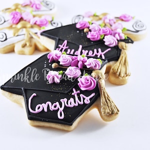 Graduation Cookies - Personalized Floral Sugar Cookies - Graduation ...