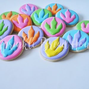 Colorful Dinosaur Footprint Cookies - Dino Sugar Cookies - Dinosaur Paw ...