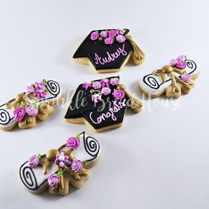 Graduation Cookies - Personalized Floral Sugar Cookies - Graduation ...