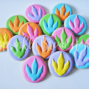 Colorful Dinosaur Footprint Cookies - Dino Sugar Cookies - Dinosaur Paw ...