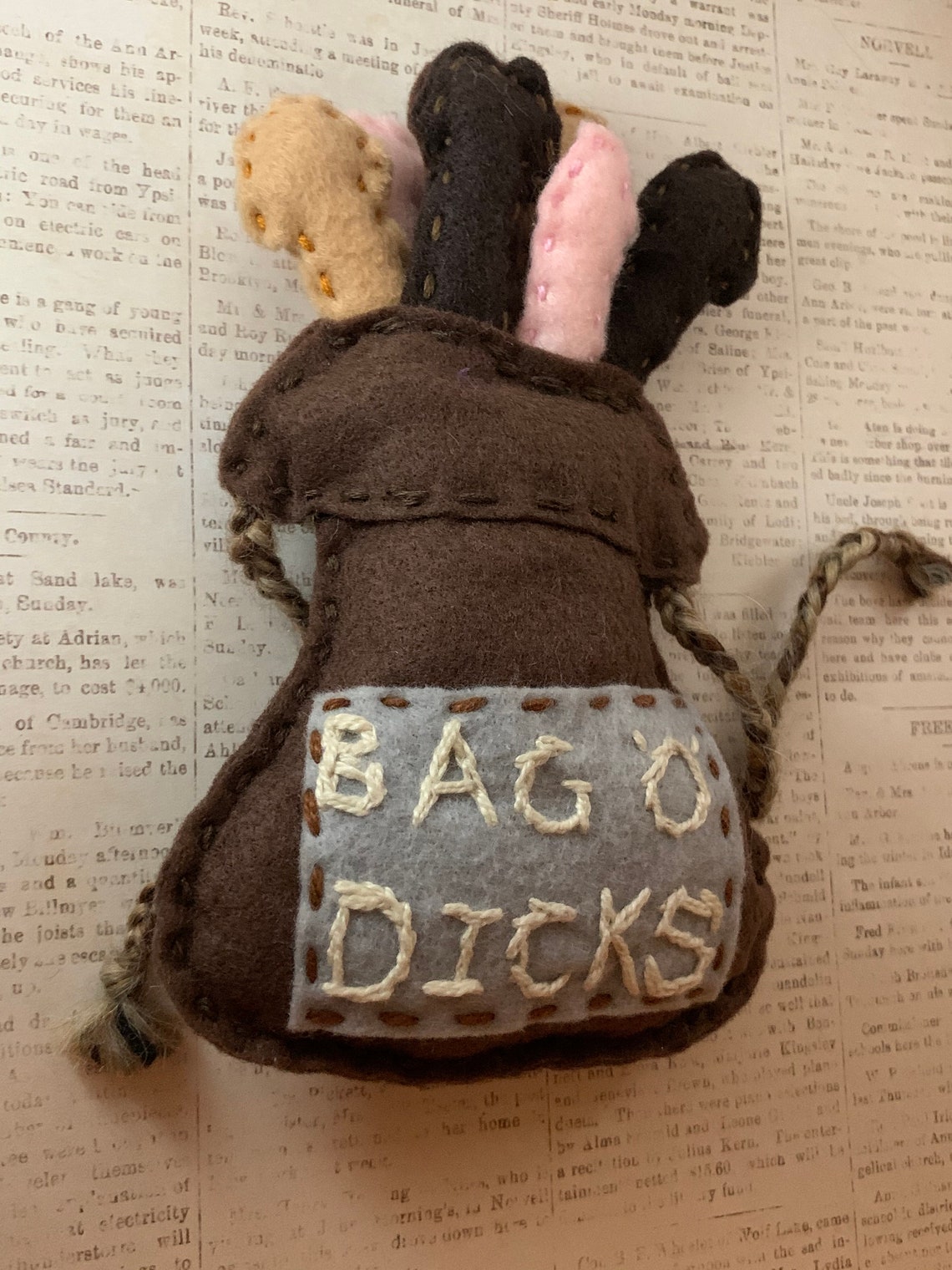 Adult Novelty Gag T Bag Odicks Felt Handmade Mature Etsy