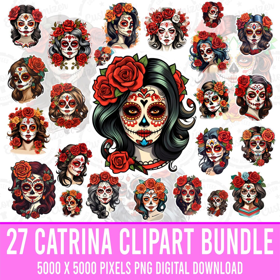 Catrina Clipart Bundle Day of the Dead PNG Día De Los Muertos PNG ...