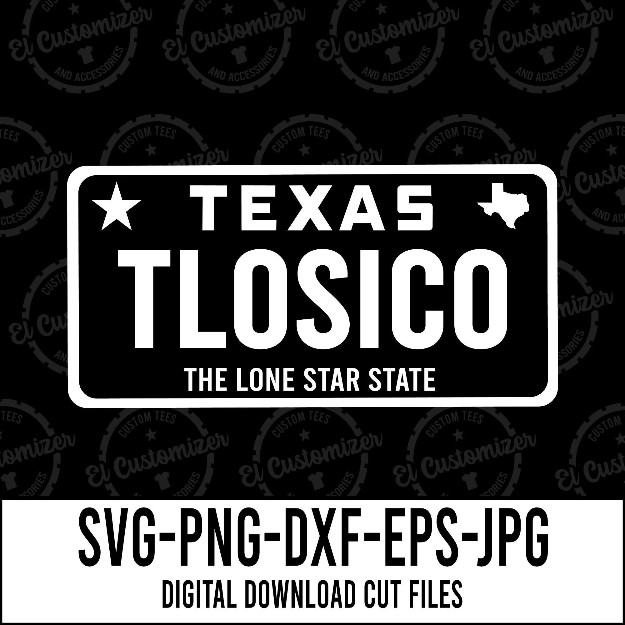 Texas License Plate SVG Cut Files: Tlosico Design (digital Download) - Etsy