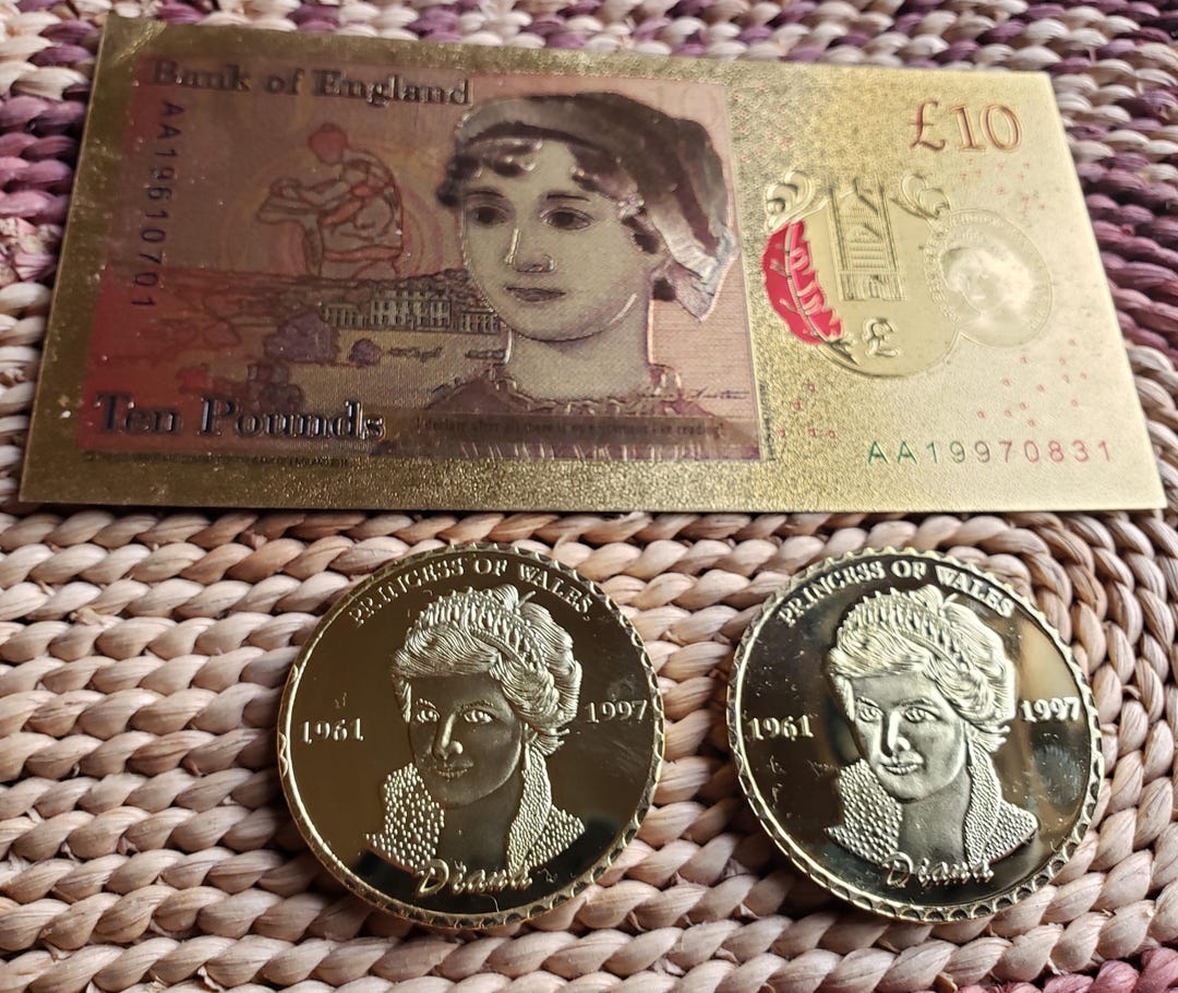 Gold Foil 10 Pounds Lady Diana Plus 2 Bonus Commerative Coins - Etsy