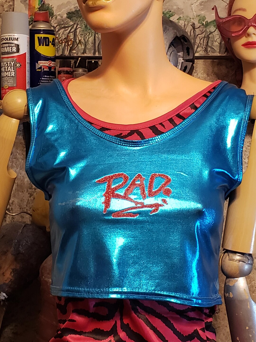 33 RAD METALLIC Electric Blue Midriff 80s Future Flashback - Etsy