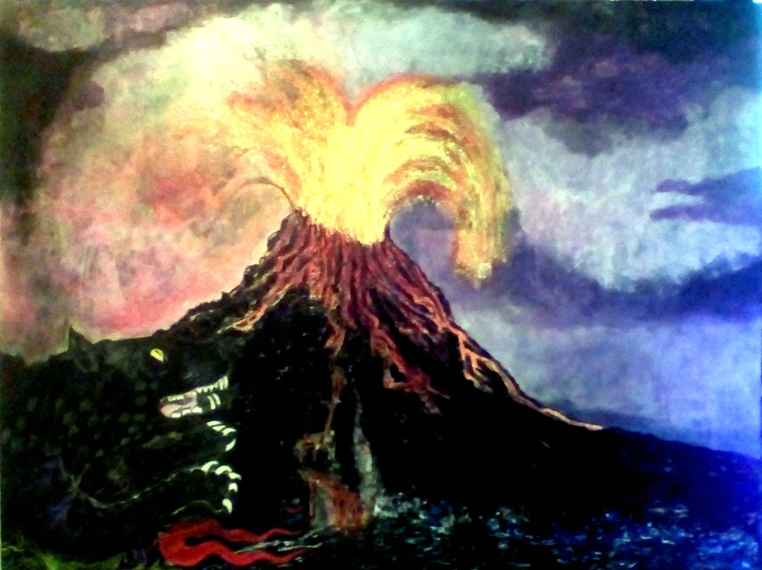 ORIGINAL ART Painting Volcano 1 2 3 - Etsy