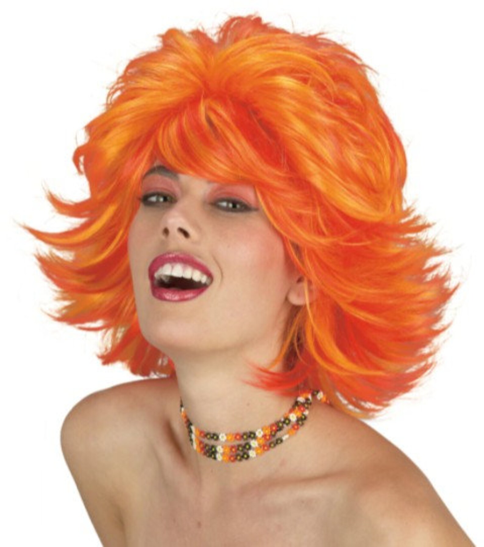 Neon Orange Wig Choppy - Etsy