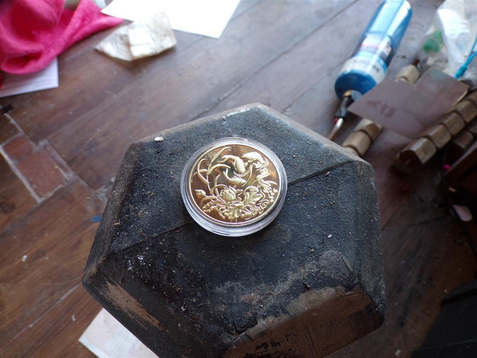 Koi Fish Pond Gold Plated Coin - Etsy