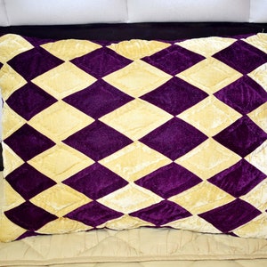 Gold Purple Diamond Velvet Quilt, Diamond Luxury Diamond Queen Gold ...