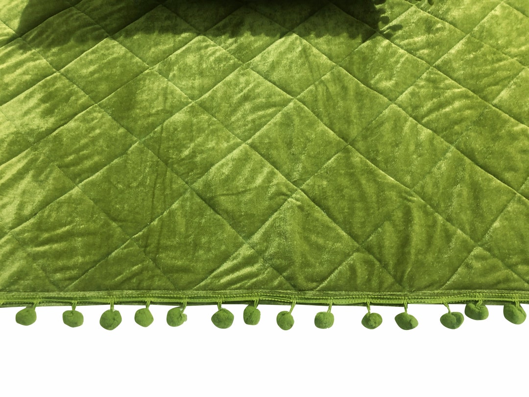 Olive Green Velvet Quilt King Velvet Blanket Green Velvet Comforter ...
