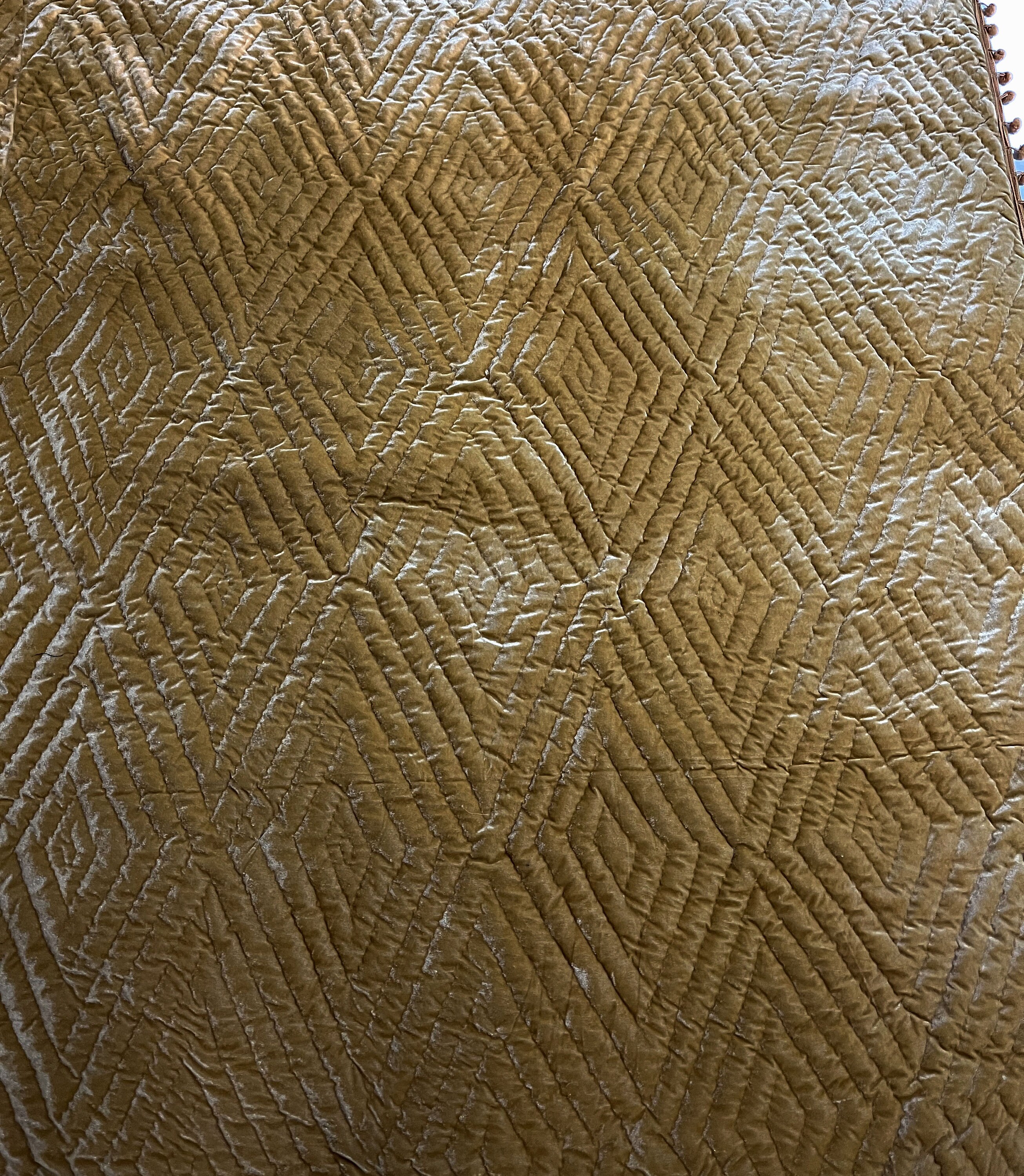 Gold Velvet Quilt: Handmade Comforter With Pompoms Blankets Mother's ...