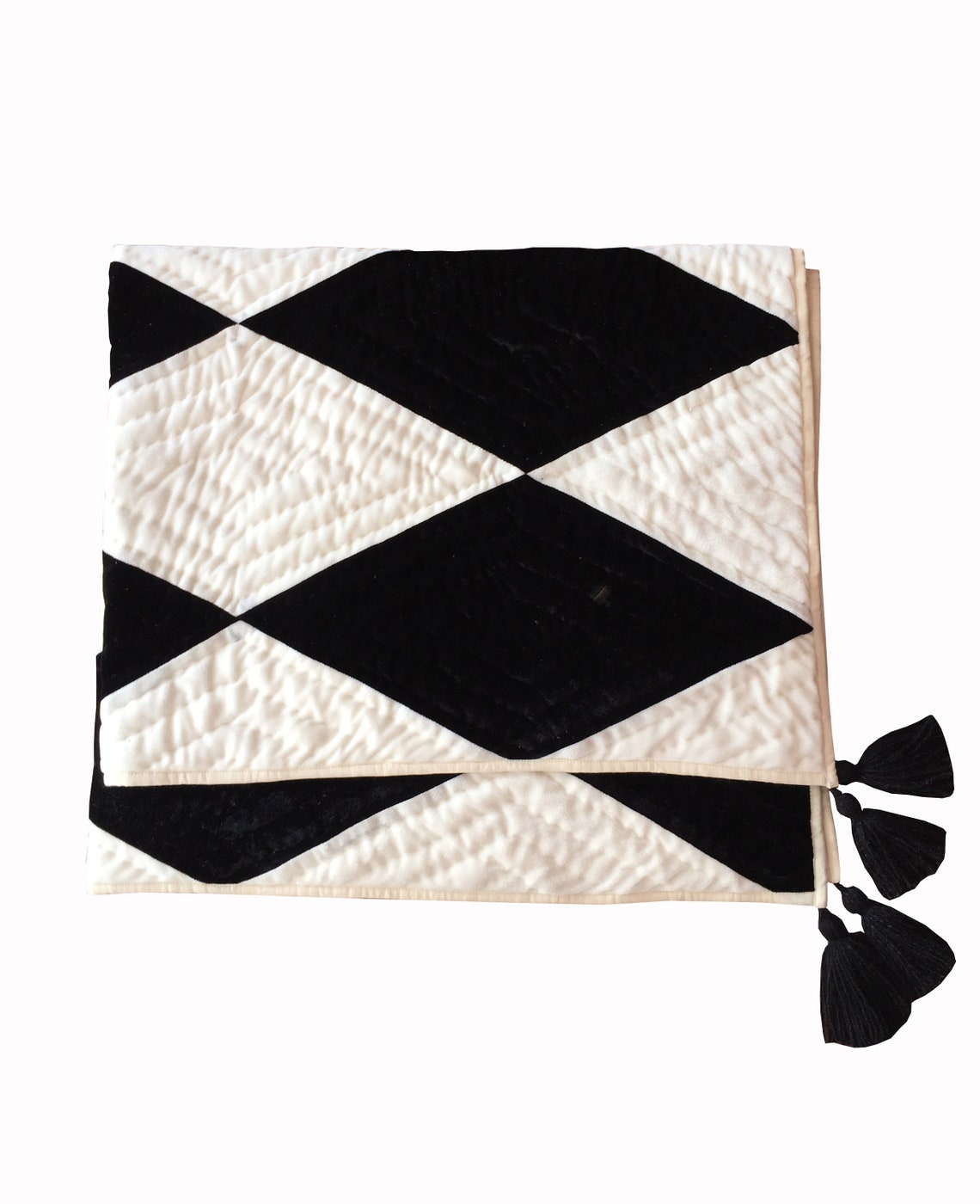 Black White Velvet Quilt Diamond Pattern Quilt Velvet Quilt | Etsy