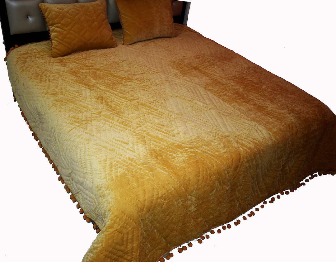Gold Velvet Quilt King Velvet Blanket Gold Velvet Comforter Queen ...
