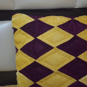 Gold Purple Diamond Velvet Quilt, Diamond Luxury Diamond Queen Gold ...
