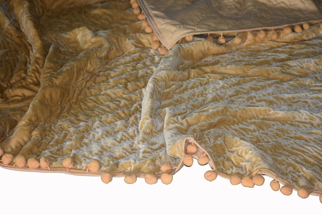 Gold Velvet Quilt King Velvet Blanket Gold Velvet Comforter Queen ...
