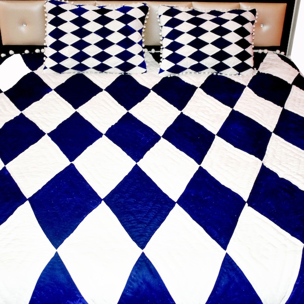 Royal Blue and White Comforter Set - Etsy