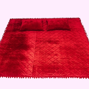 Deep Red Velvet Quilt King Velvet Blanket Deep Red Velvet Comforter ...