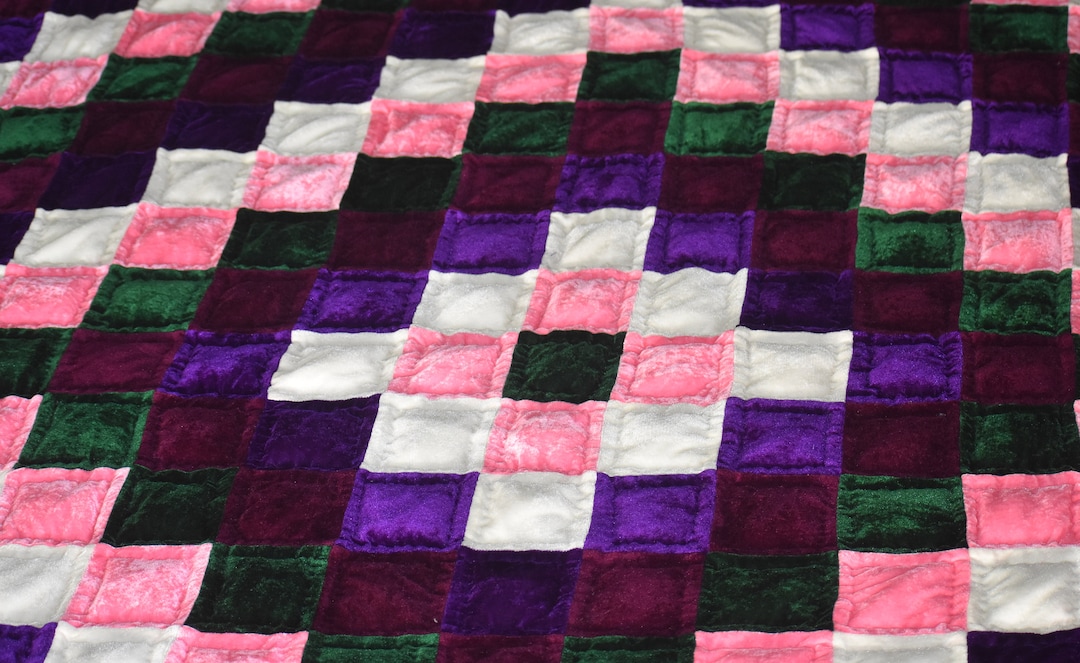 Velvet Patchwork Finished Quilt Queen Size Hand Quilting Comforter Velvet Blanket Bedding Sets ...