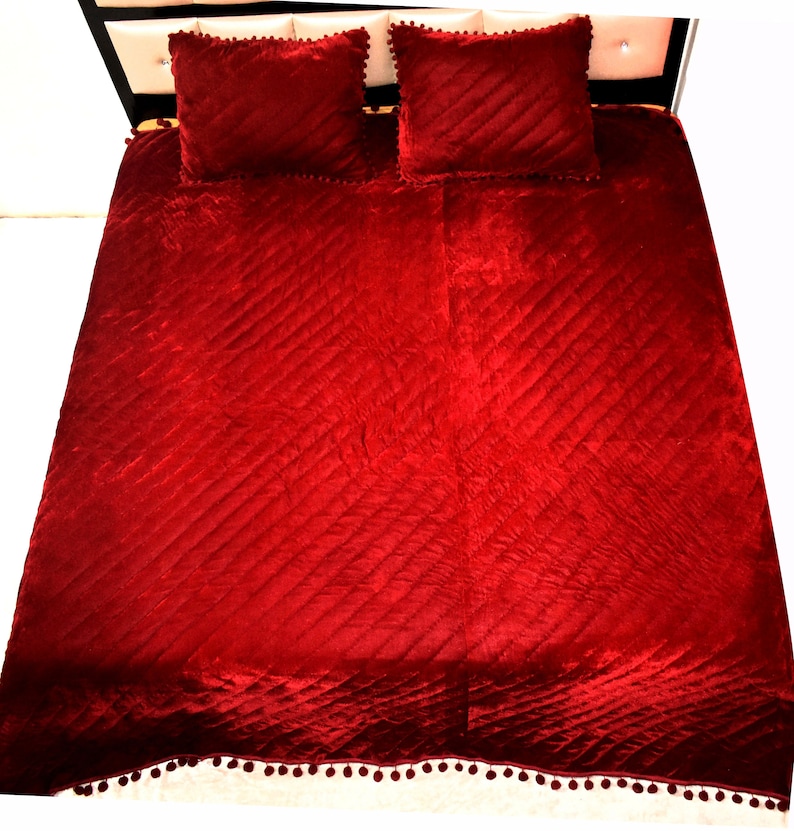 Deep Red Velvet Quilt King Velvet Blanket Red Velvet Comforter - Etsy