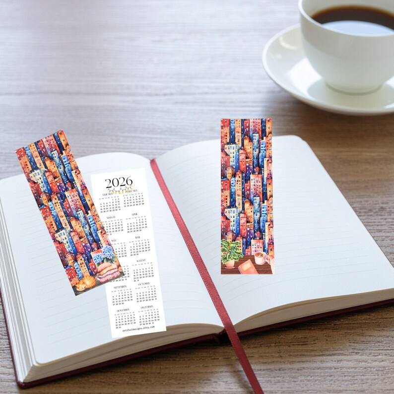 2026 Bookmark Calendar | Illustrated City Cat | Cozy Planner Accessory ...