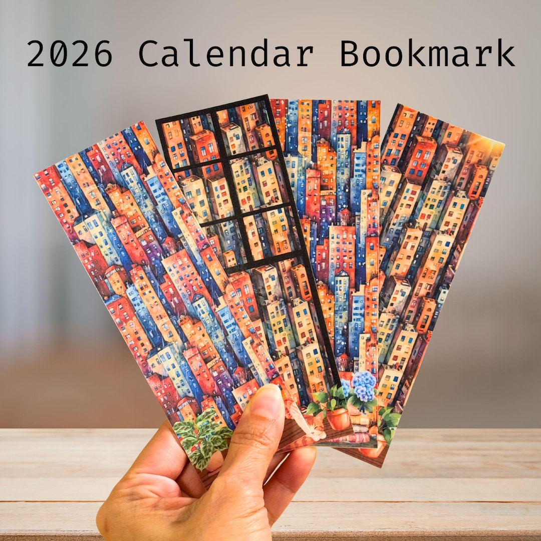 2026 Bookmark Calendar | Illustrated City Cat | Cozy Planner Accessory ...