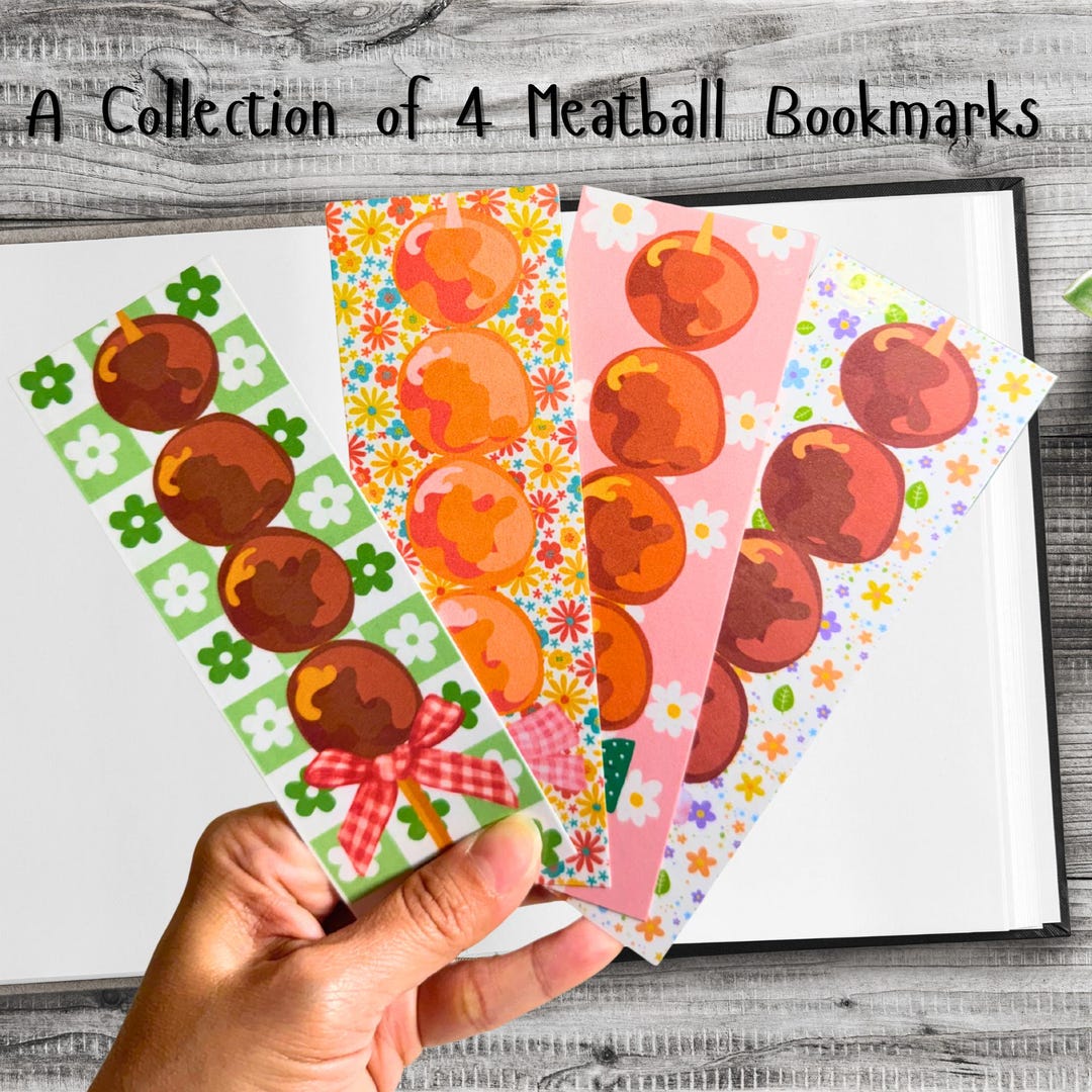 Meatball Bookmark Set | Illustrated Food Art, Reading Journaling ...