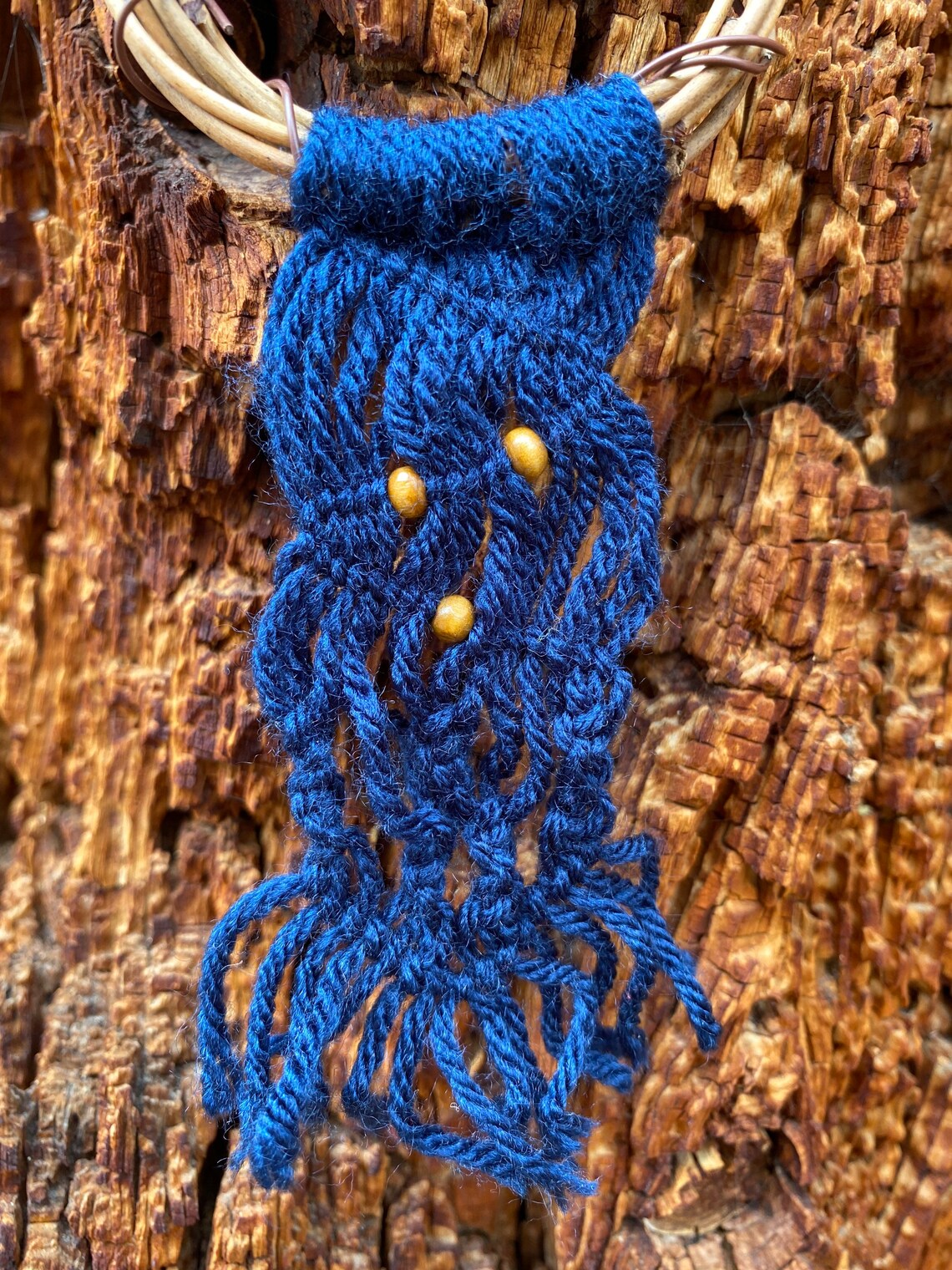 Navy Macrame Ornamentmini Wreathdoor Hangingchristmas - Etsy